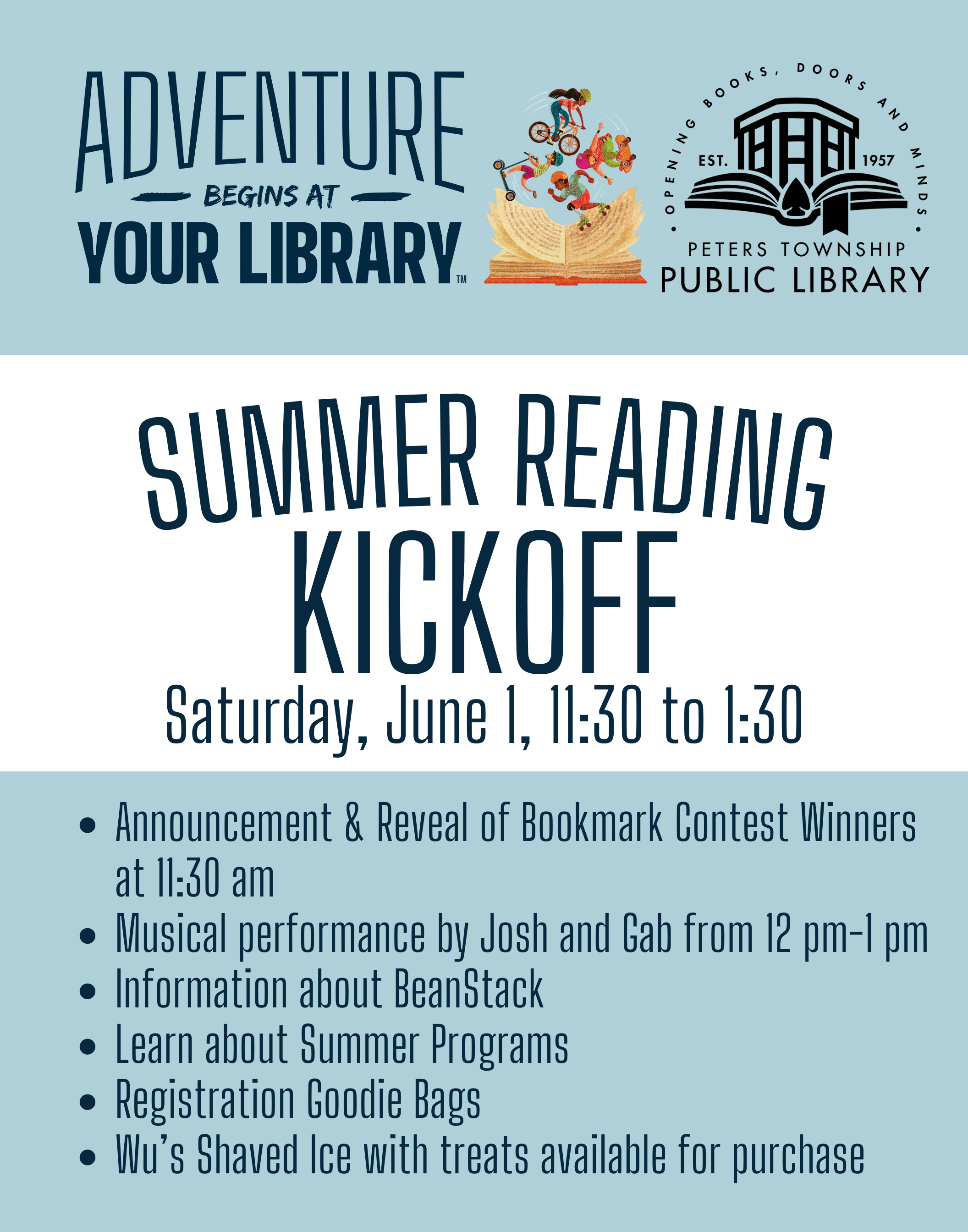 summer kickoff poster - Peters Township Public Library
